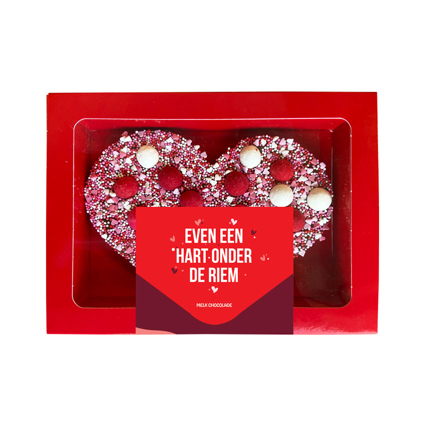 "Hart onder de riem" | Chocolade hart - Cadeaumakers